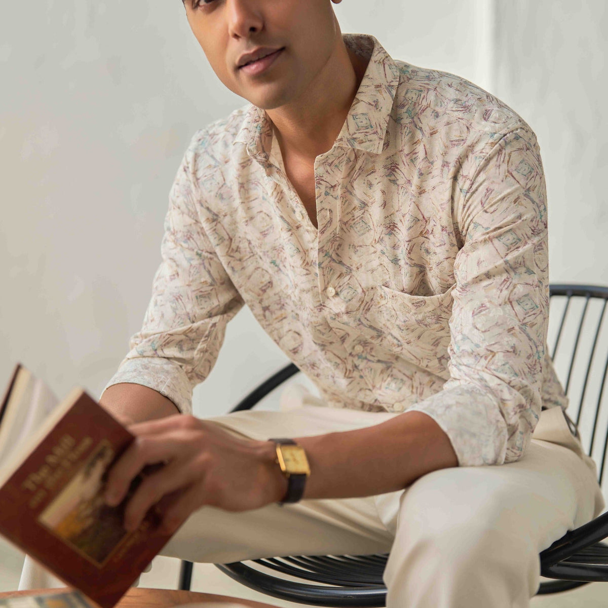 Ivory Printed Casual Shirt white – Harsh Vardhan